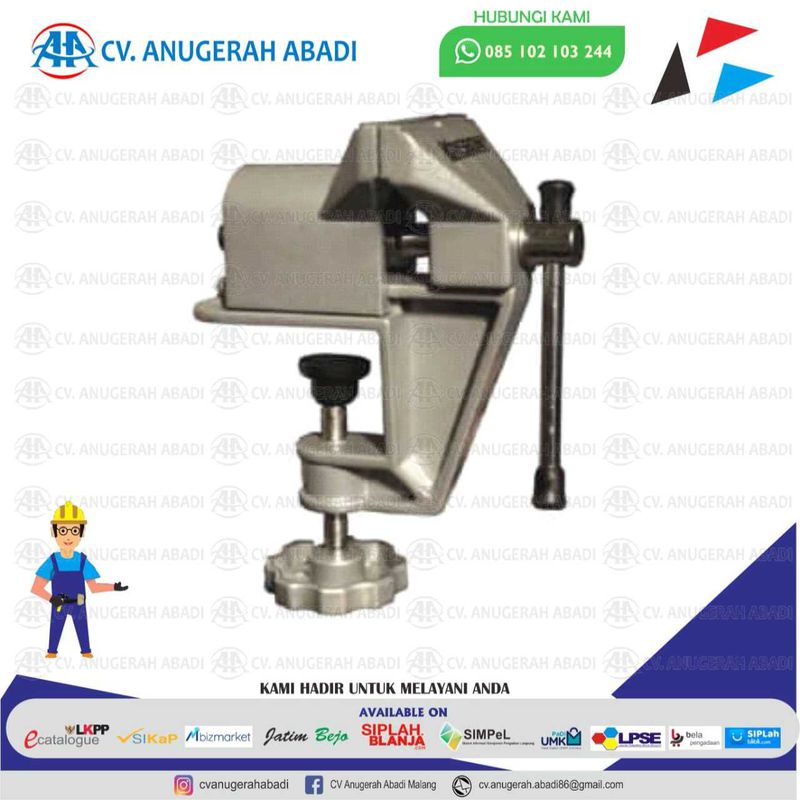 Krisbow Fixed Table Vise Ragum 6x4 Cm / Vise Clam Ragum Meja Catok Kayu ...