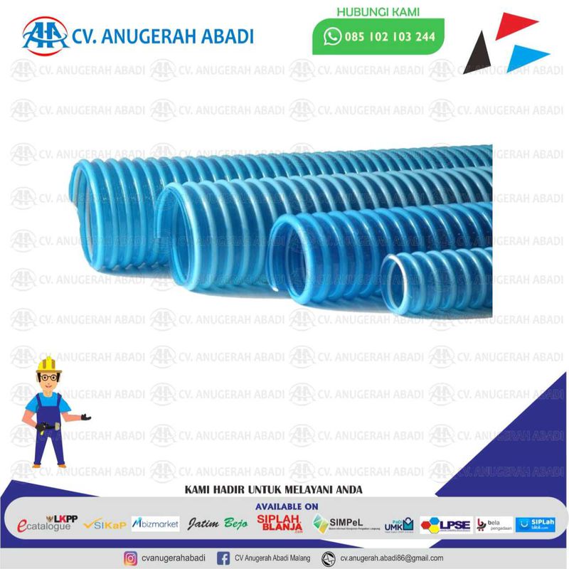 Paket 5 Meter Selang Spiral PVC Biru 3"