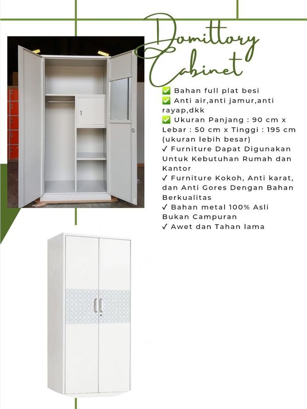 Lemari Pakaian Besi 2 Pintu / Dormitory Cabinet