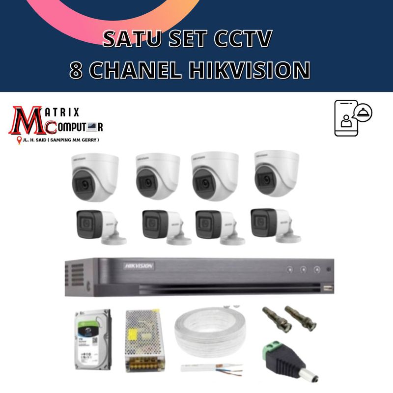 SATU SET PERANGKAT CCTV HIKVISION 8 CHANEL
