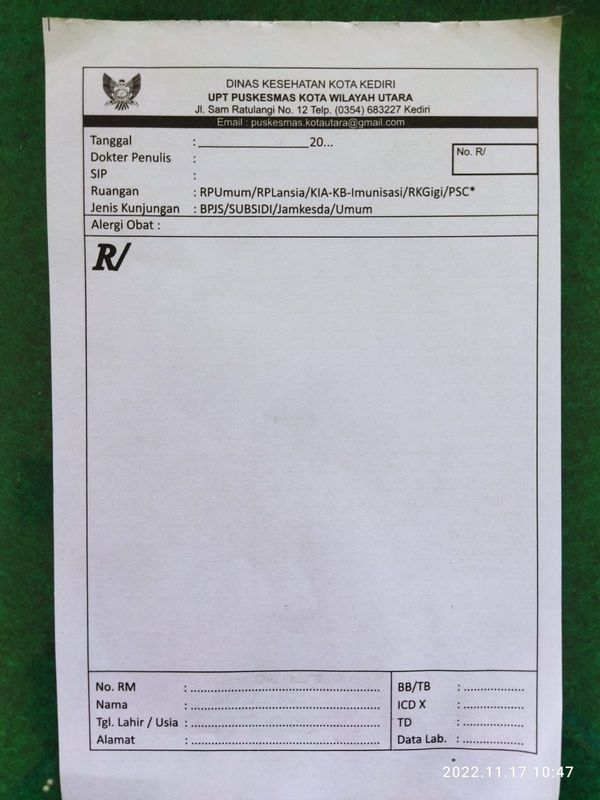 CETAK RESEP OBAT 1 PLY 1/4