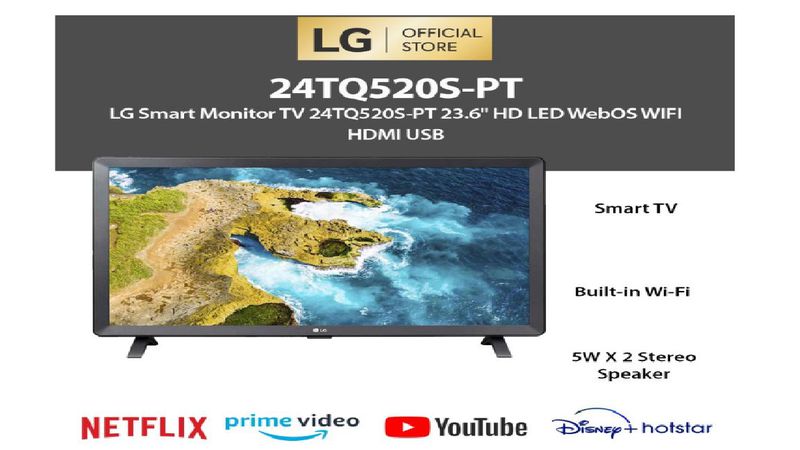 LG Smart Monitor TV 24TQ520V 23.6'' HD LED WebOS WIFI HDMI USB
