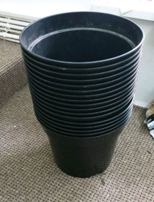pot bunga tanaman plastik hitam 40cm - Hitam