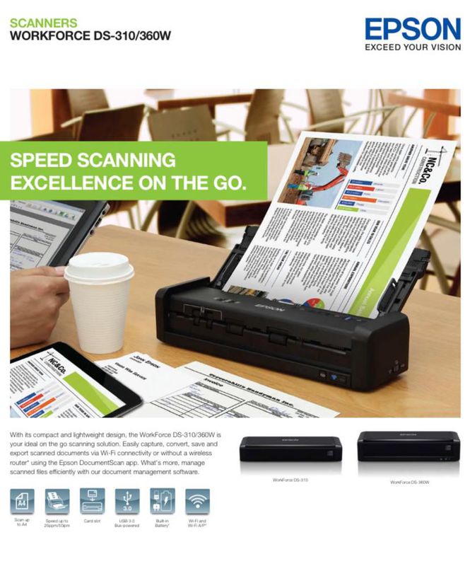 Epson WorkForce DS-310 Portable Sheet-fed Document Scanner