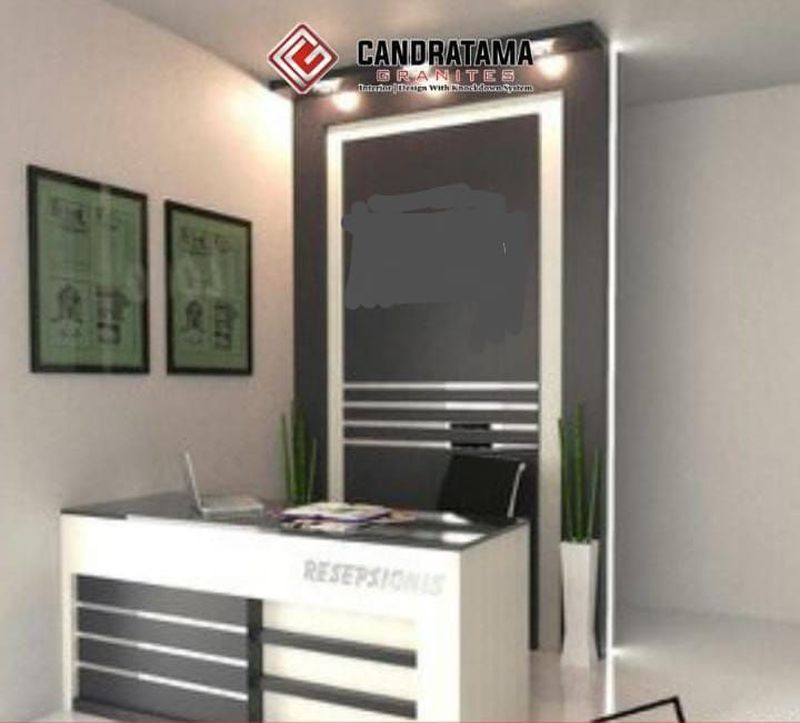 Meja Front Office+Backdrop