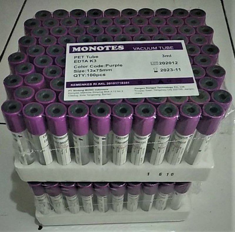 MONOTES Tabung Darah Collection Tube Vacutainer EDTA 3ml PET / Plastik