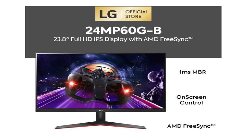 LG 24MP60G-B 23.8'' Full HD IPS Display with AMD FreeSync™