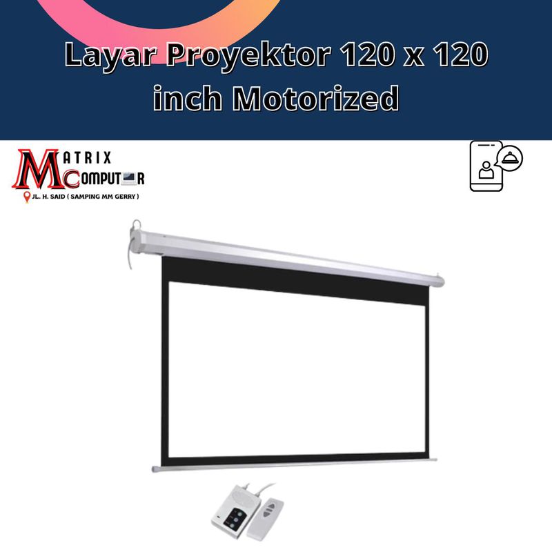 Layar Proyektor 120 x 120 inch Motorized