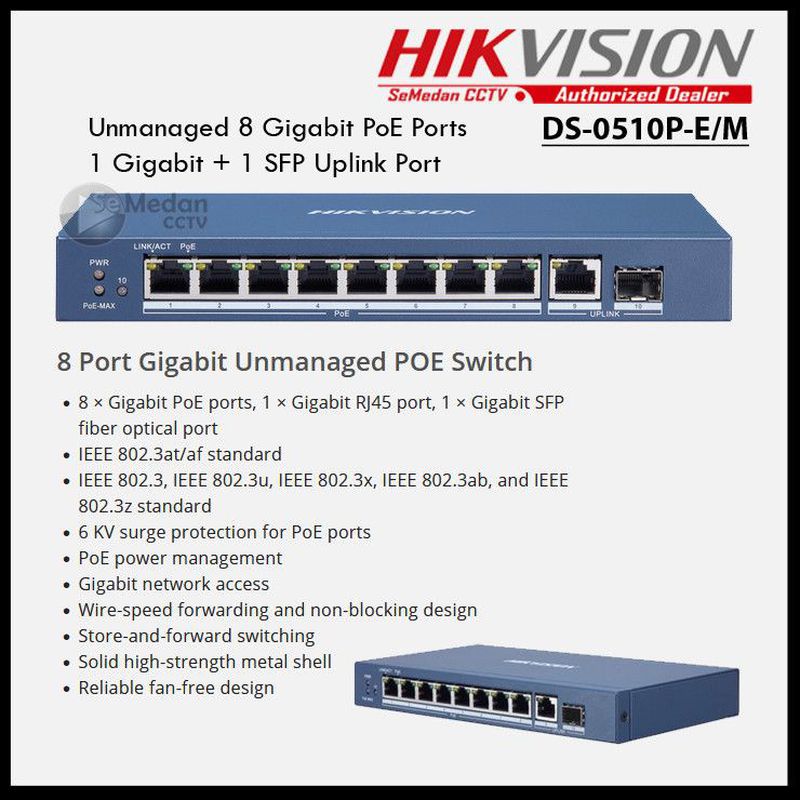 HIKVISION DS-3E1309P-EI 8 PORT