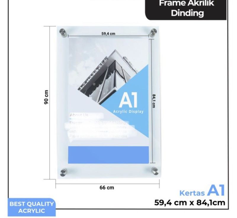 AKRILIK FRAME DISPLAY BINGKAI POSTER BERKUALITAS UKURAN A2 48x67cm