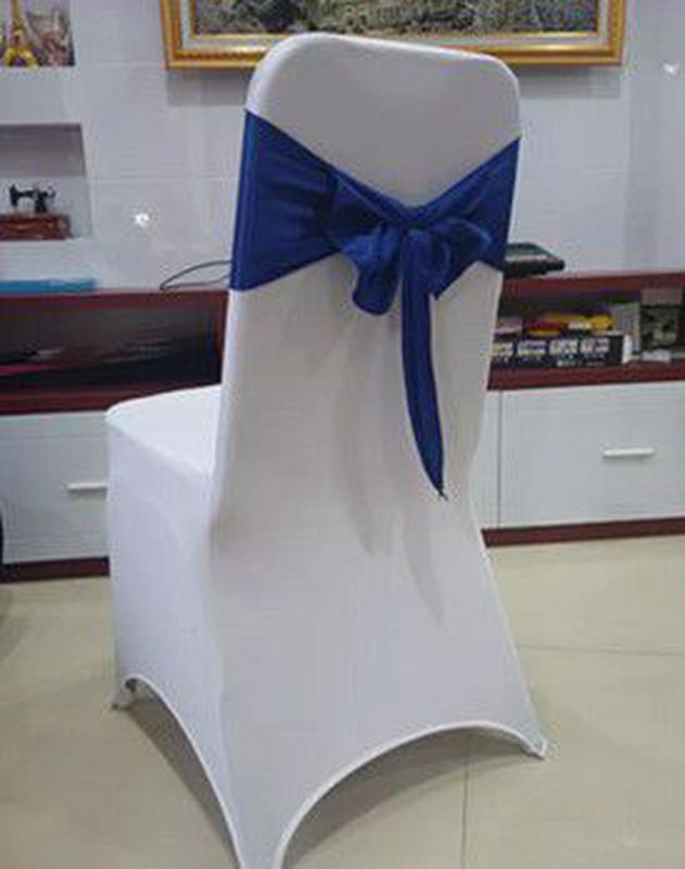 Sarung Kursi Kain + Pita - Putih - Biru