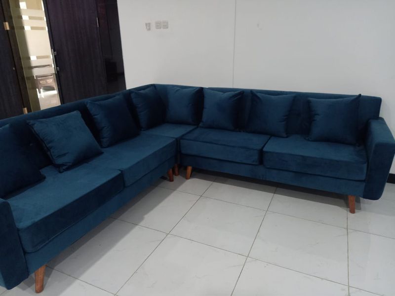 Sofa Retro Sudut - Biru Tua