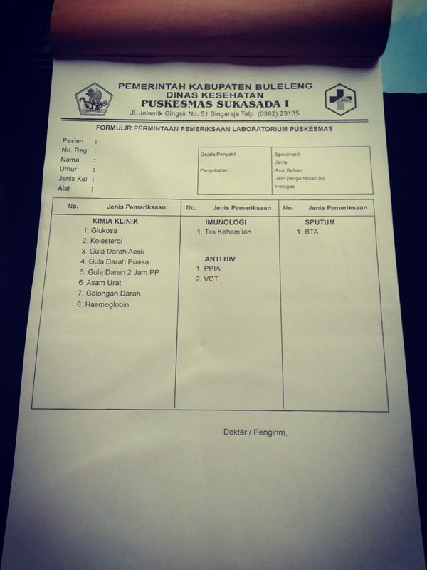 Form permintaan lab