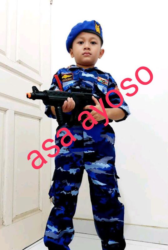 Baju Karnaval Seragam Profesi Tentara auri loreng Anak laki laki - L ...
