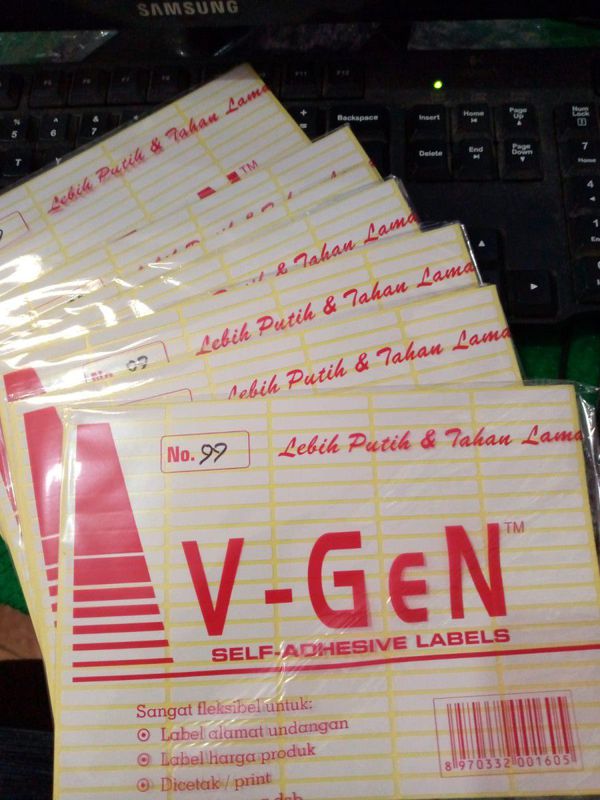 Kertas Label Nama Stiker V-Gen