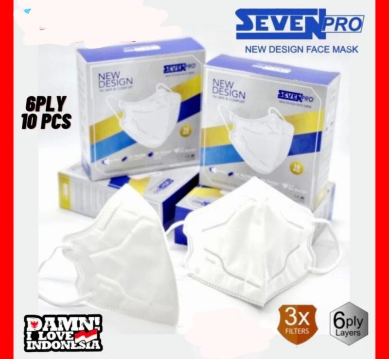 Masker Seven Pro-6 Ply (3 Filterisasi), 10 pcs/box.
