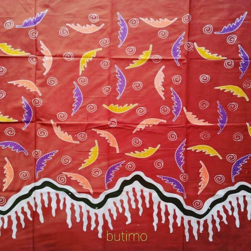 kain batik tekno dengan motif bulu