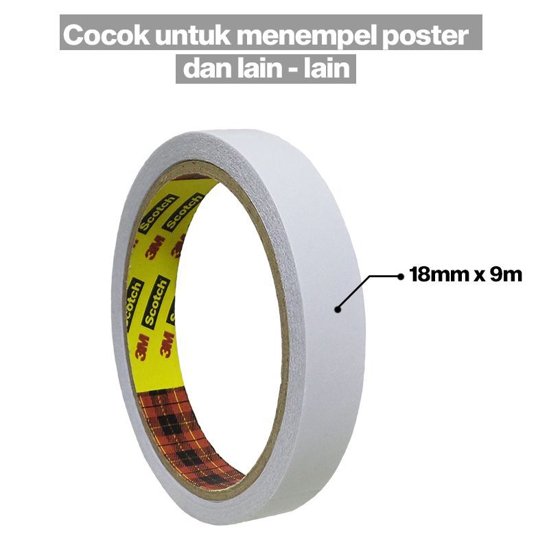 3M Double Tape Isolasi Dua Sisi 200M (18mm x 10Y / 9M)