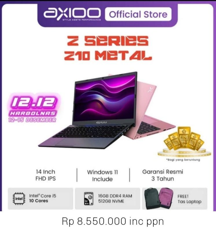 Laptop Axioo Mybook Z10 Metal - 8 GB