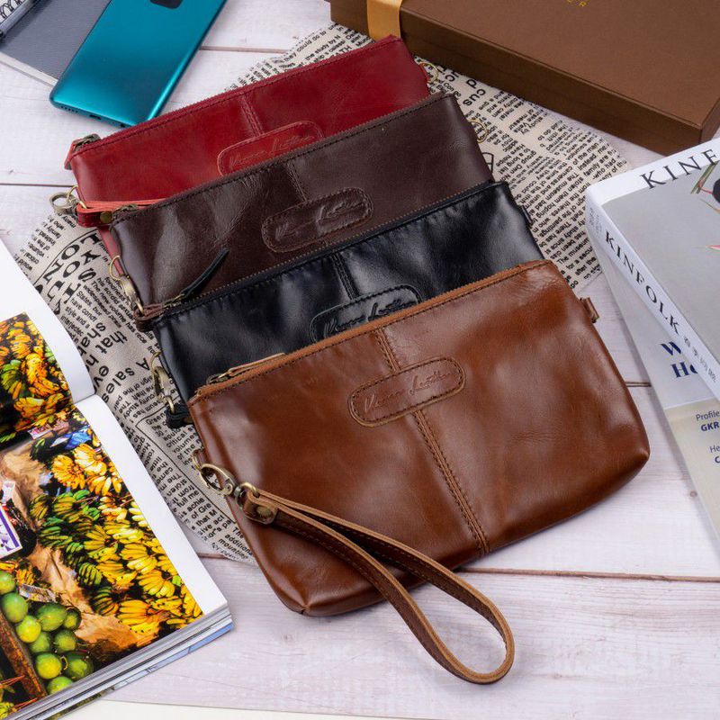 Kenes Leather Clutch Tas Tangan Unisex Kulit Asli SAMBUNG Pullup - Free ...