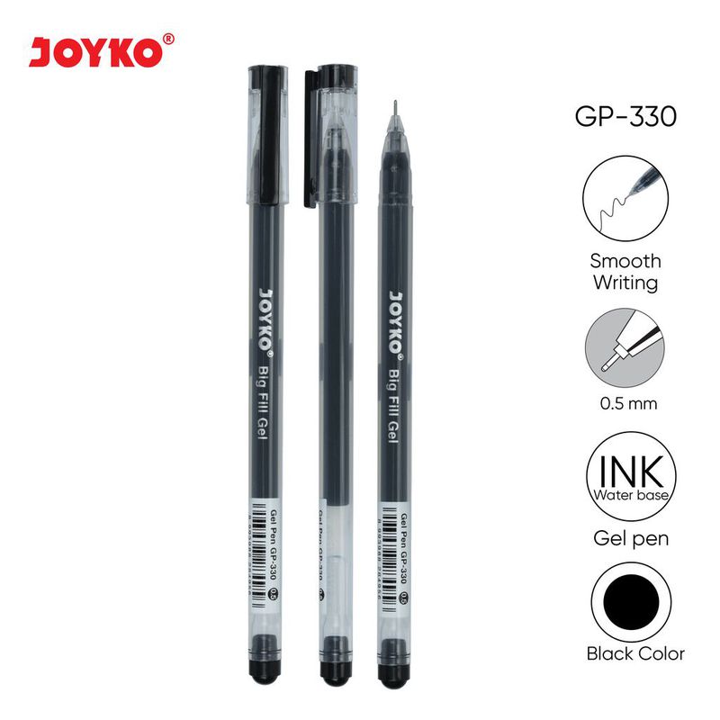 Gel Pen Pulpen Pena Joyko GP-330 Big Fill Gel 0.5 mm (12 Pcs)