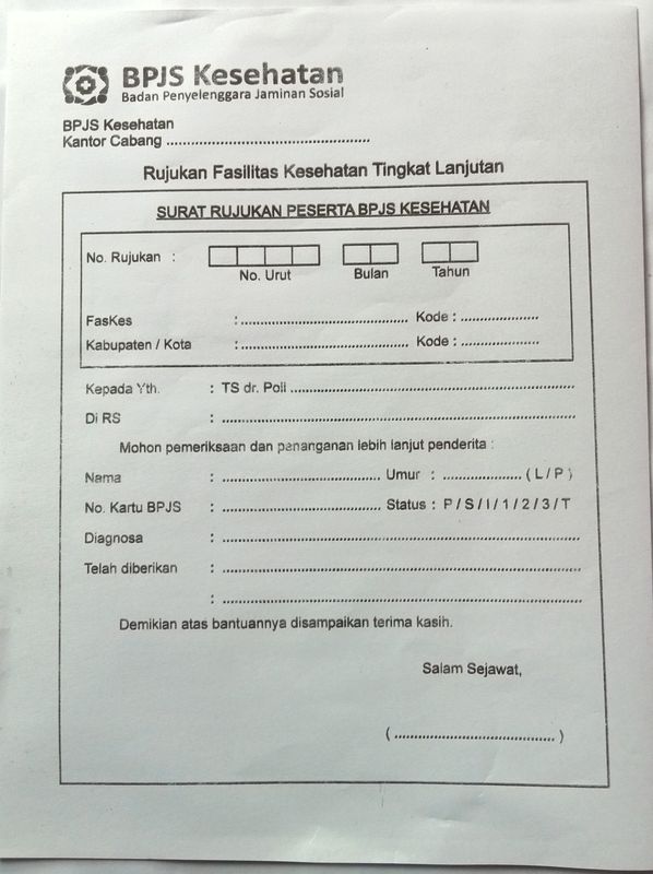 Surat Rujukan Peserta BPJS Kesehatan. RSAR