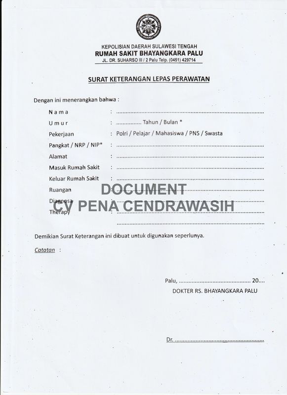 SURAT KET LEPAS PERAWATAN