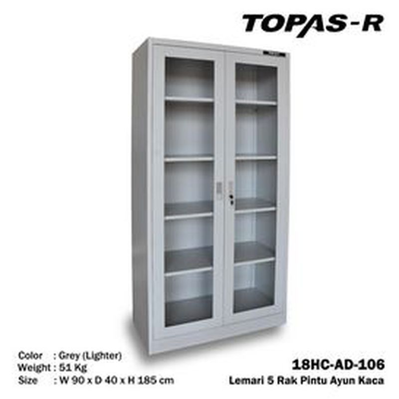 TOPAS R LEMARI 5 RAK PINTU AYUN KACA 18HC-AD.106