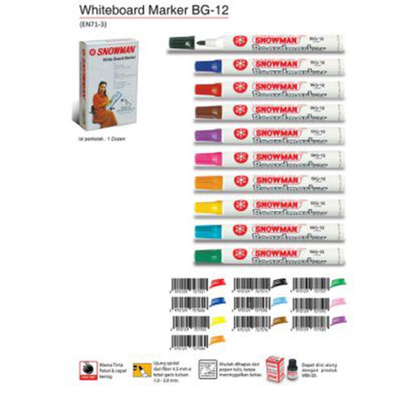 Spidol Snowman Whiteboard BG-12 (Pcs) - Biru
