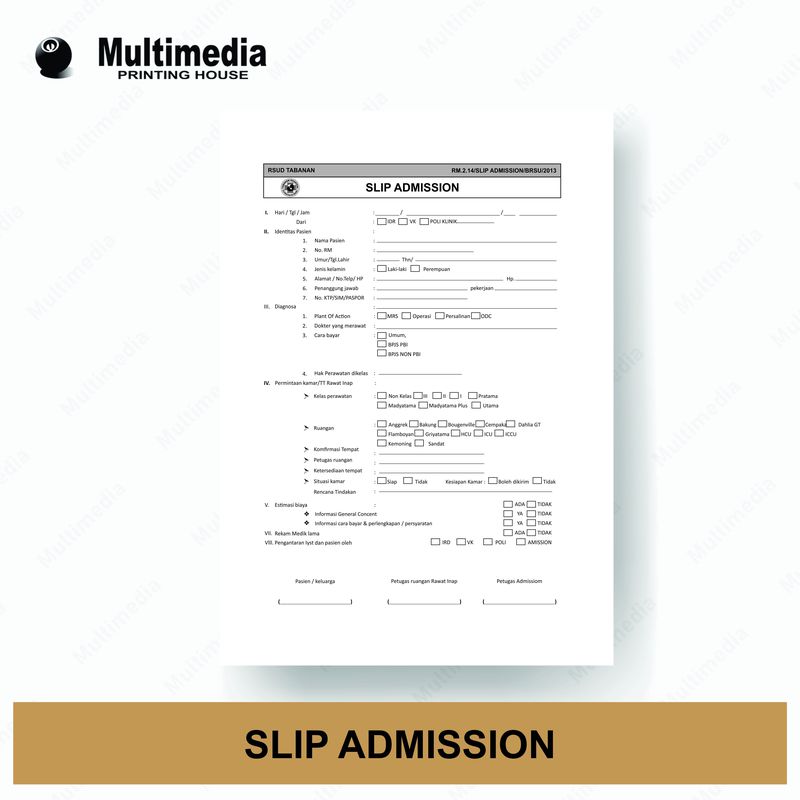 Blangko Slip Admission Rm 2.14