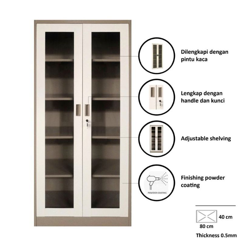 Lemari Arsip 2 Pintu Sliding Kaca Informa