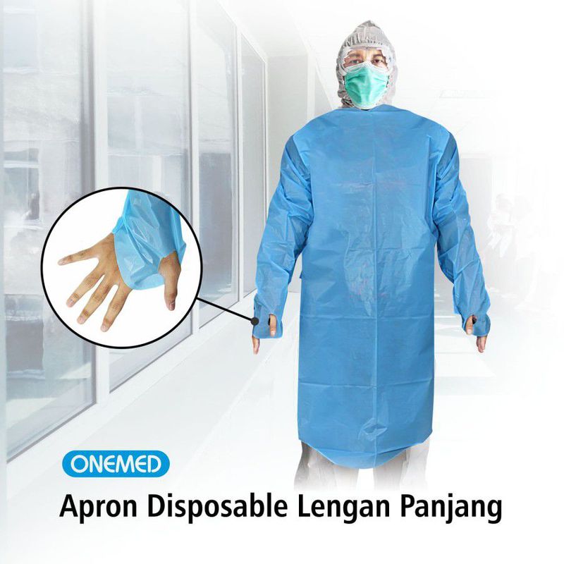 OneMed - Apron Plastik Lengan Panjang Pack Isi 10Pcs