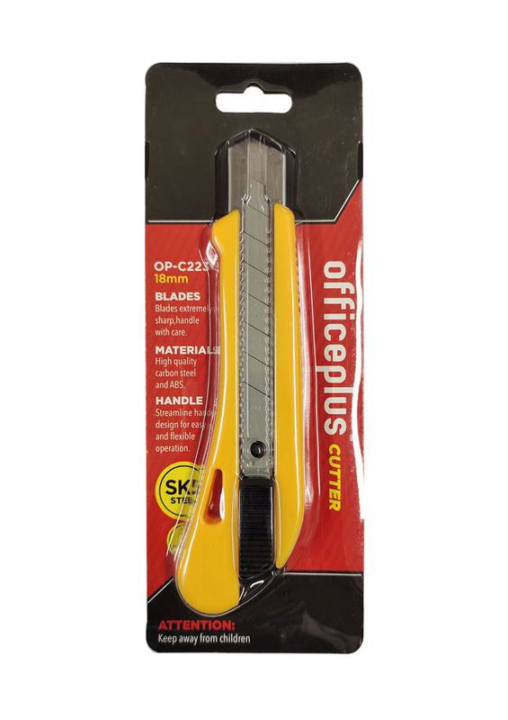 OFFICE-P CUTTER PLASTIC YELLOW18MM OP-C223