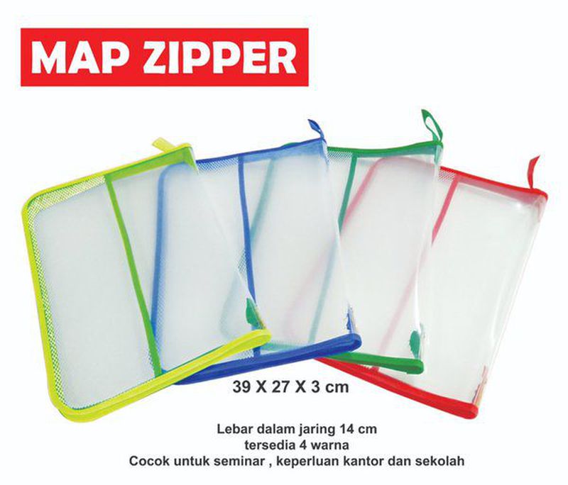 Map Resleting Zipper Warna