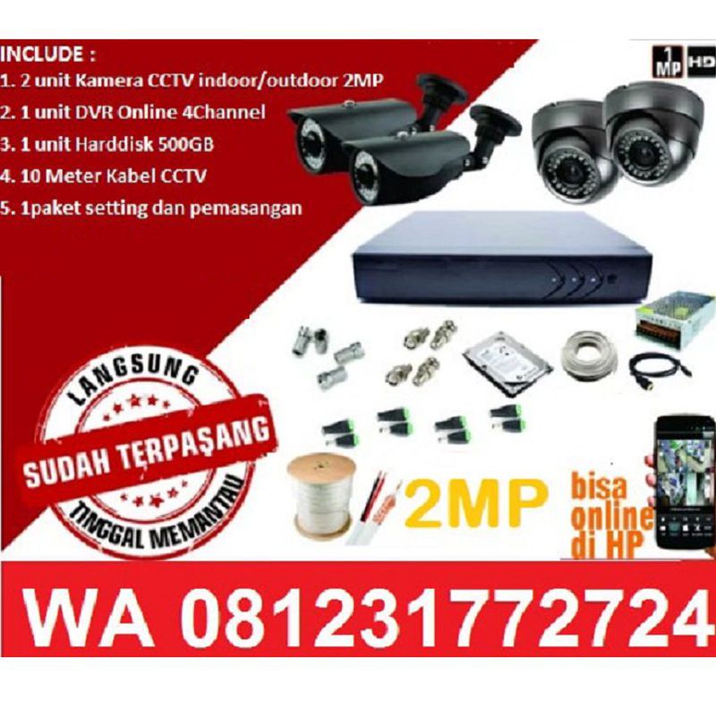 Paket Lengkap Pemasangan CCTV ONLINE (CCTV bisa cek dr Handphone )