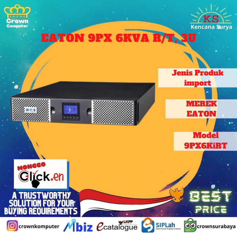 UPS Eaton 9PX 6KVA R/T, 3U with rack mounting kit