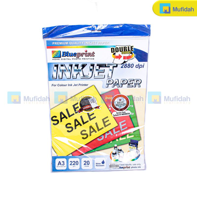 Kertas Foto Double SIde INKJET A3 220GR Blueprint