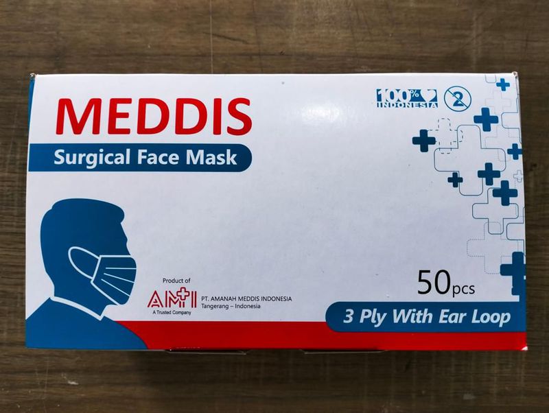 SURGICAL FACE MASK WITH EAR LOOP (MASKER MEDDIS)