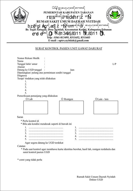 Surat Kontrol UGD RS SS