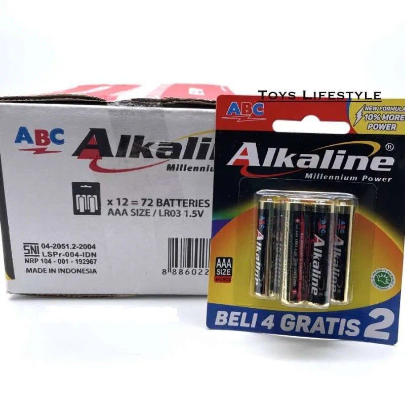 ABC Baterai AA A2 ABC Alkaline 1.5V (4+2)