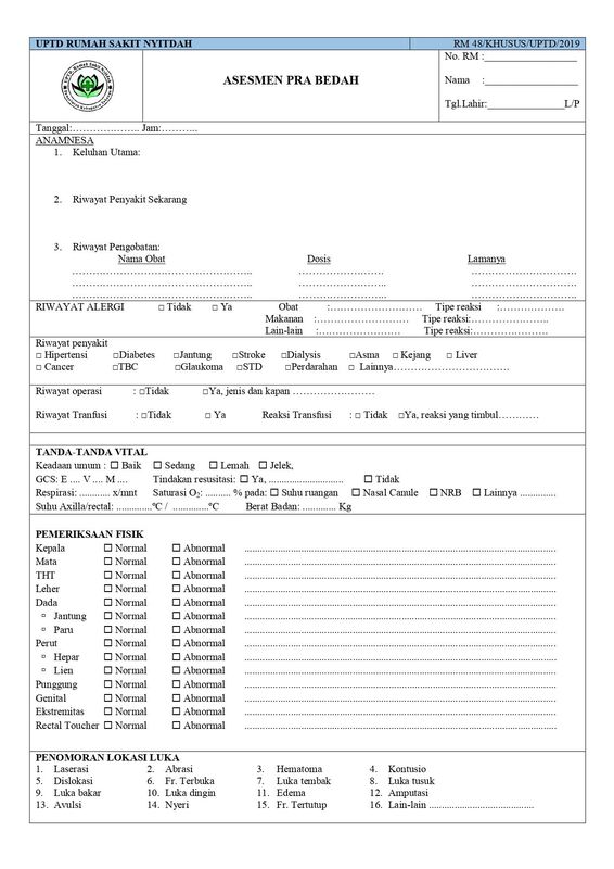 Form Assesment Pra Bedah RS SS