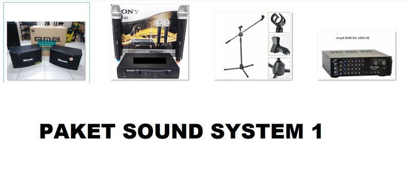 paket SOUND SYSTEM 1 BMB ( ampli, Speaker, MIc wireless, Tiang Mic ...