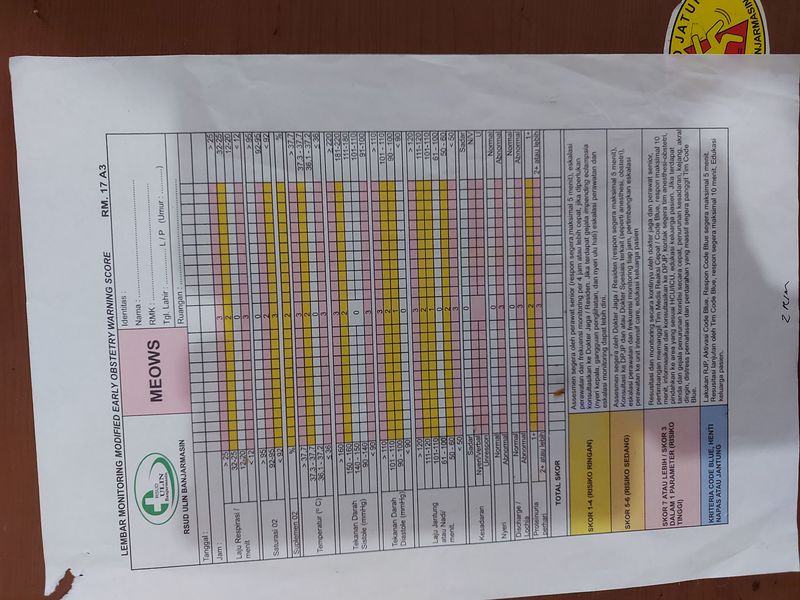 Lampiran Isi Status Rawat Inap - RM 17 A3 - MEOWS (Modified Early ...