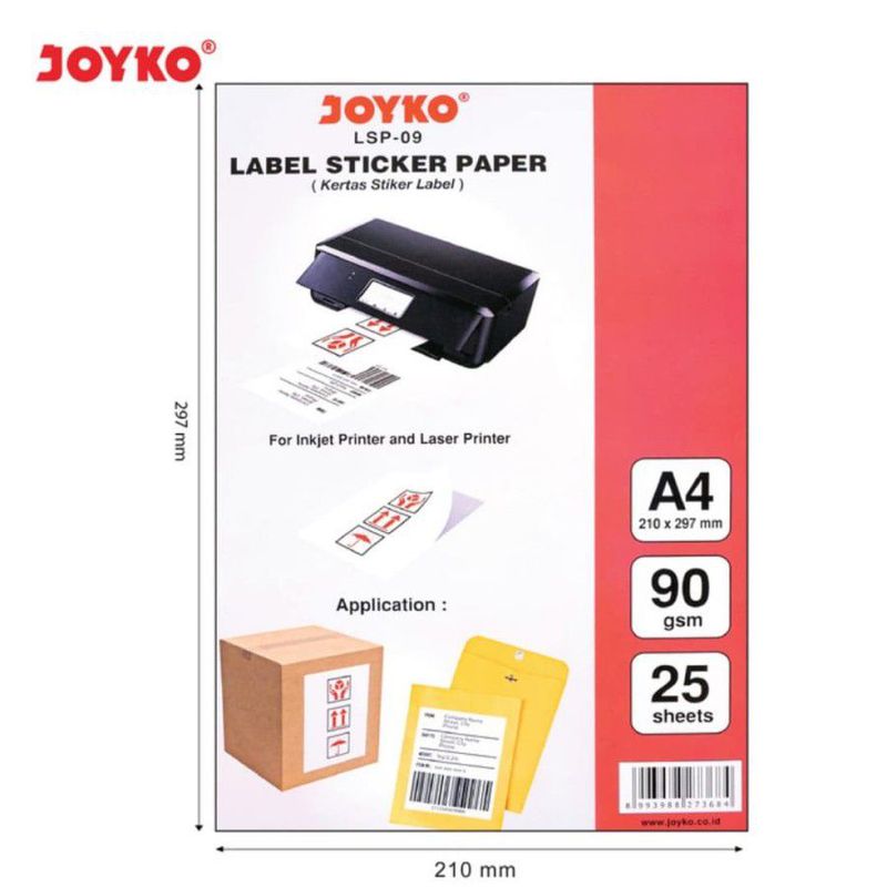 Label Sticker Paper A4 JOYKO LSP09 Kertas Stiker Label LSP-09 25 Sheet