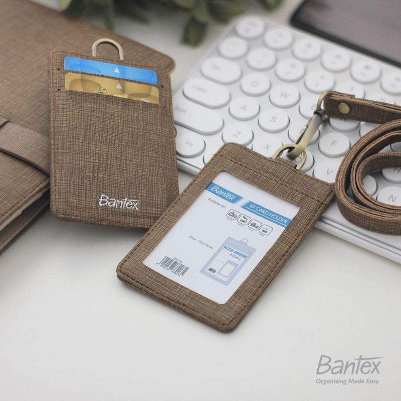 Bantex Leather Name Tag ID Card Holder Brown 8869 03 Kulit Sintetis ...