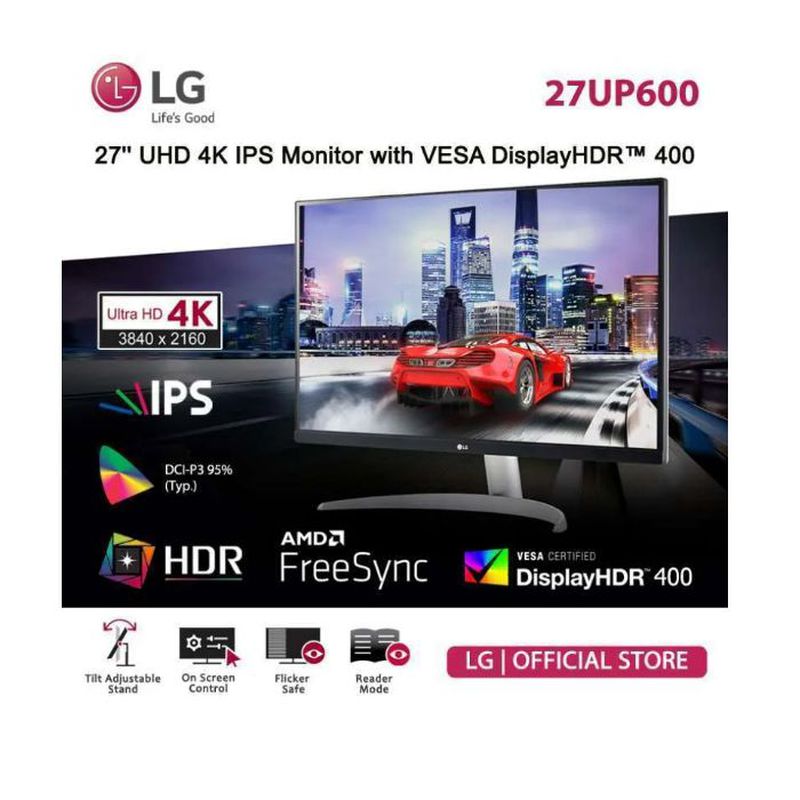 LG 27UP600 - W 27 INCH UHD 4K IPS MONITOR WITH VESA DISPLAY HDR 400