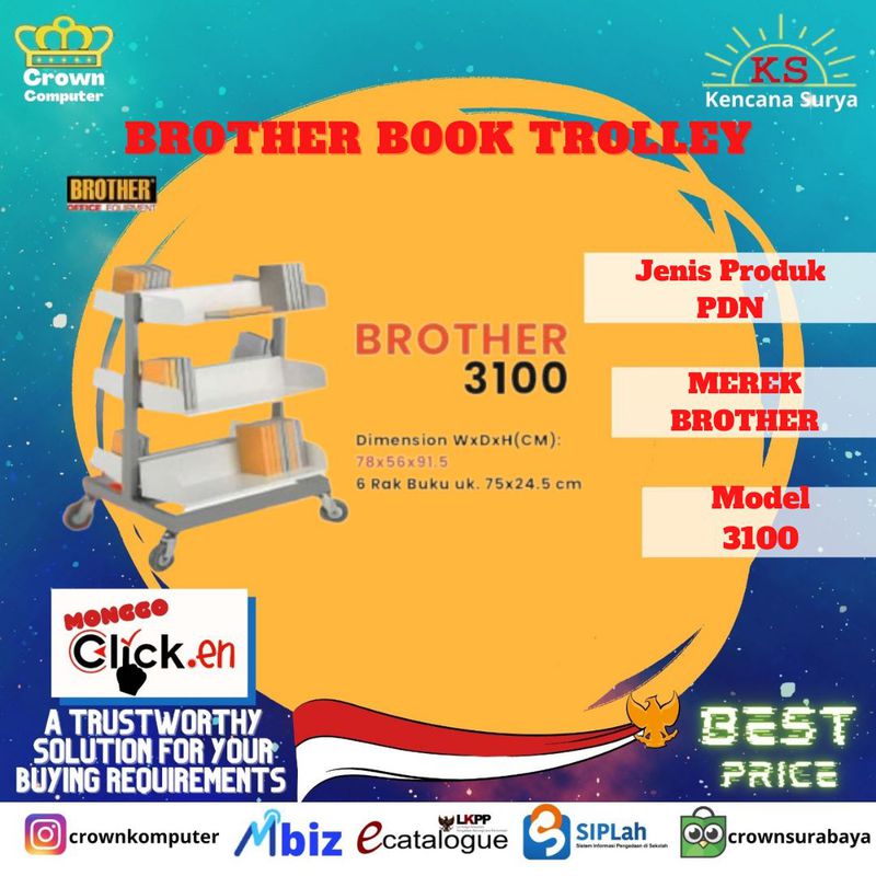 BROTHER Book Trolley / Troli Buku 6 Rak Brother - 3100