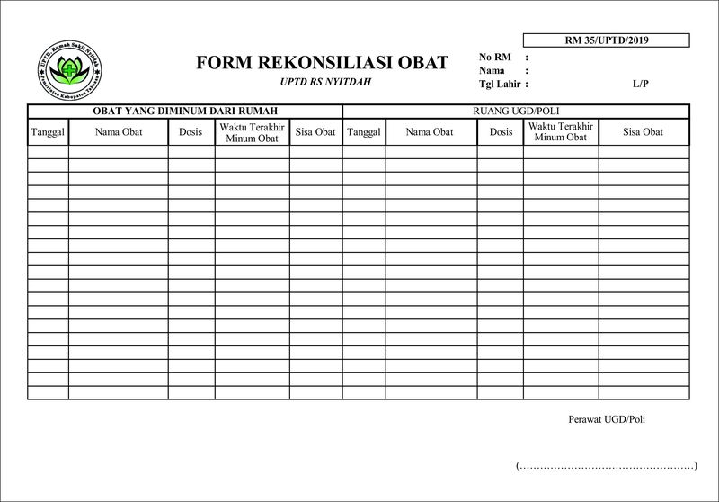 Form Rekonsiliasi Obat RS SS