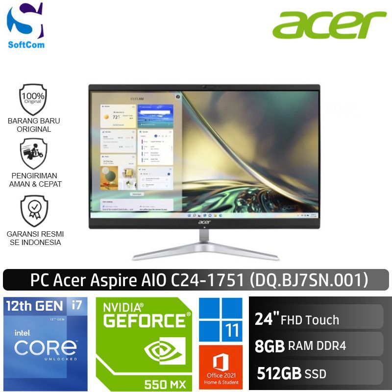 AIO ACER C24 1751 Core i7 1260P 8GB 512GB MX550 W11