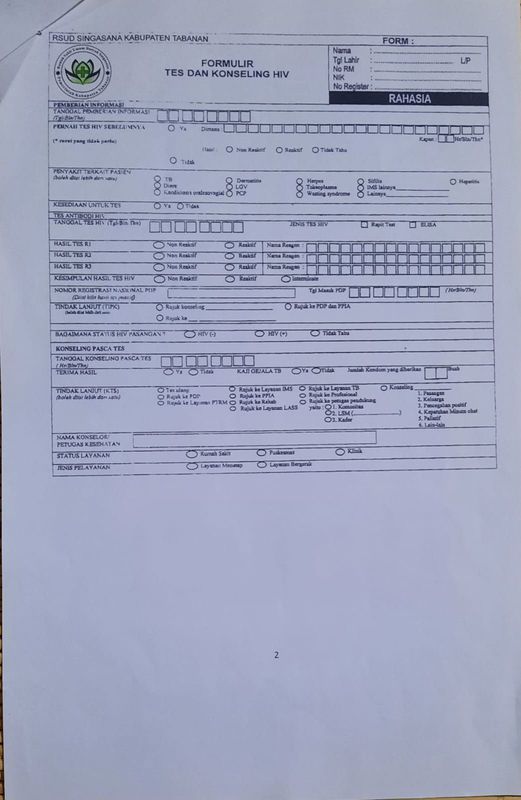 Formulir Test dan Konseling HIV RS SS